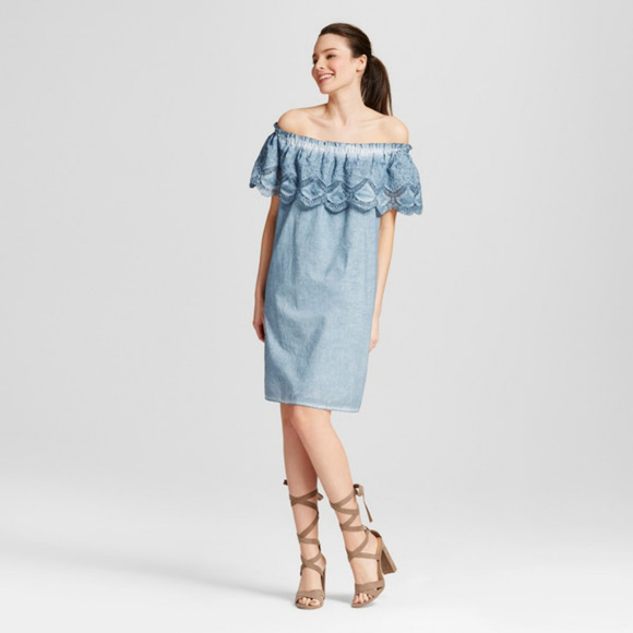 Knox Rose | Dresses | 525 Knox Rose Blue Oil Wash Off The Shoulder ...